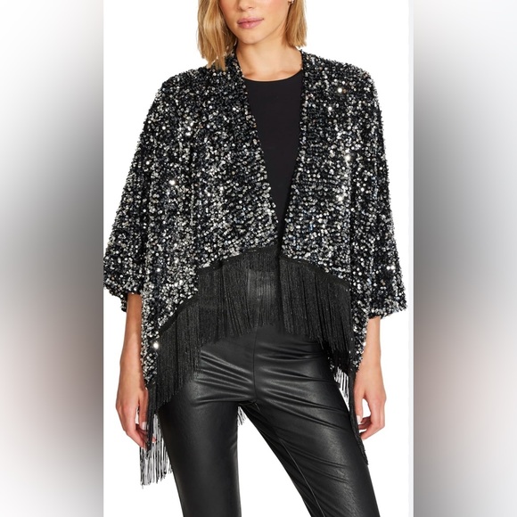 Steve Madden | Sweaters | Steve Madden Sequin Fringe Kimono Jacket ...